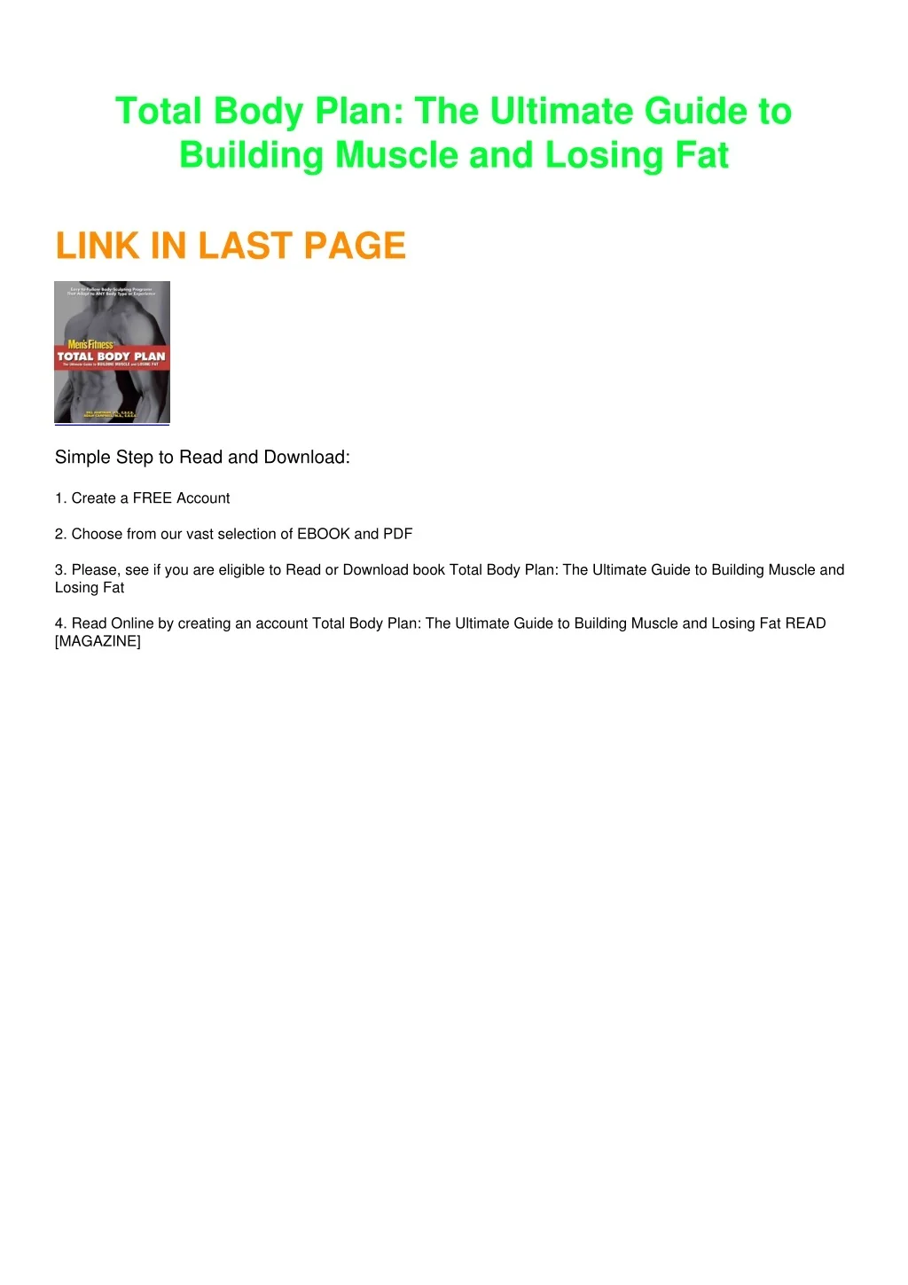 PPT - DOWNLOAD [PDF] Total Body Plan: The Ultimate Guide to Building ...