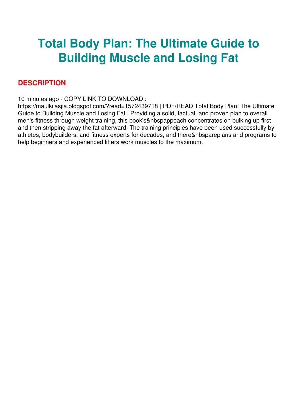 PPT - DOWNLOAD [PDF] Total Body Plan: The Ultimate Guide to Building ...