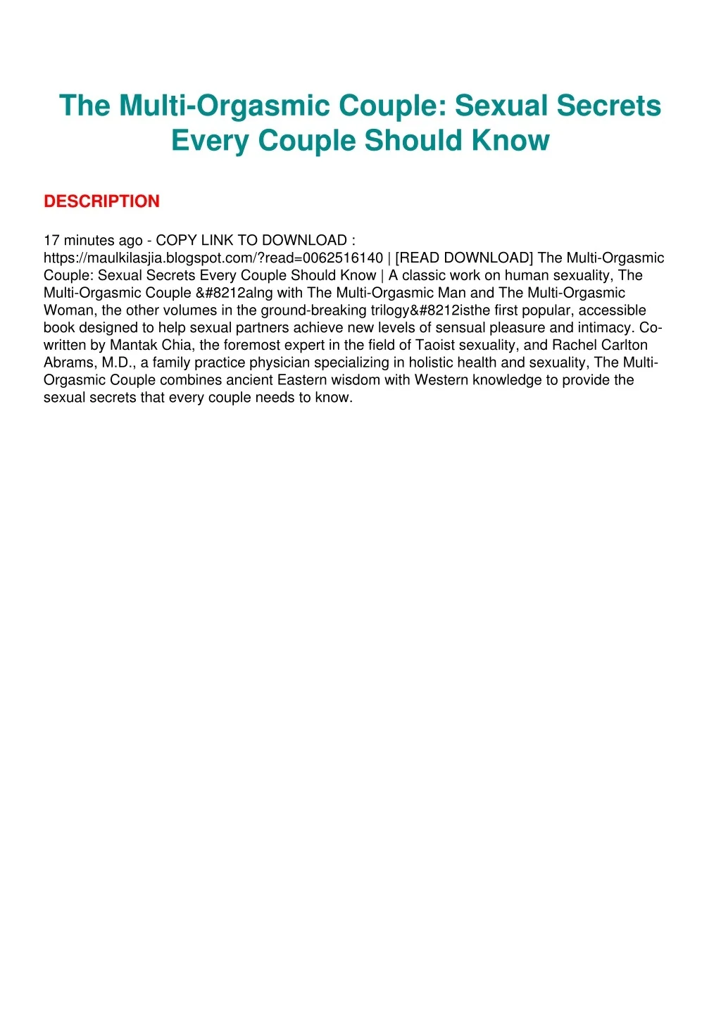 PPT - [PDF] READ] Free The Multi-Orgasmic Couple: Sexual Secrets Every Couple Should K ...