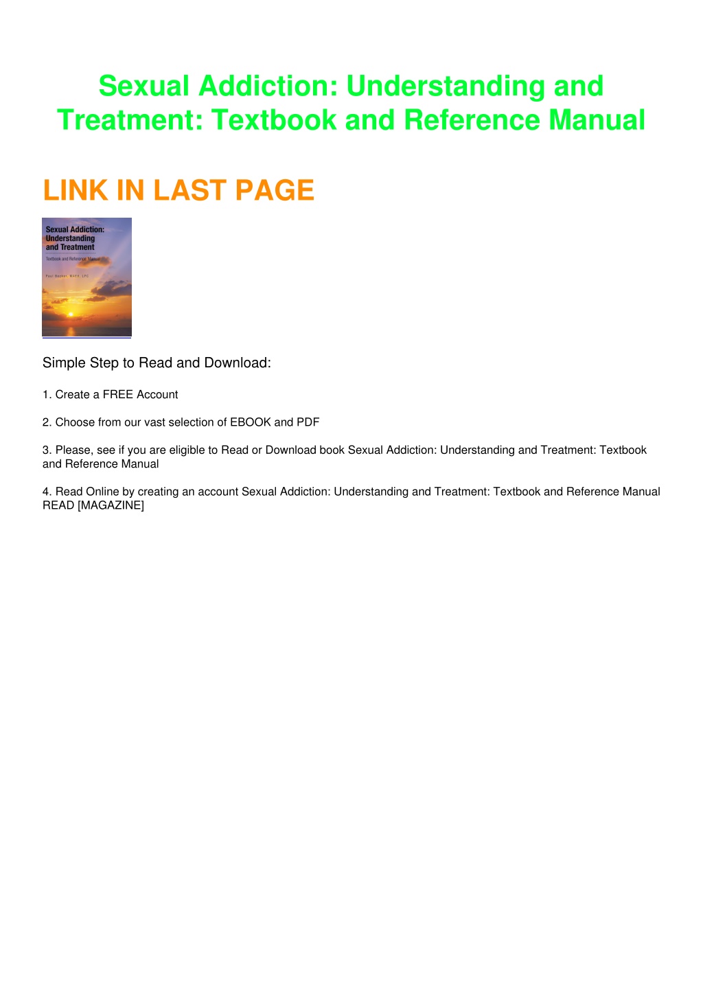 Ppt Pdf Read Sexual Addiction Understanding And Treatment Textbook