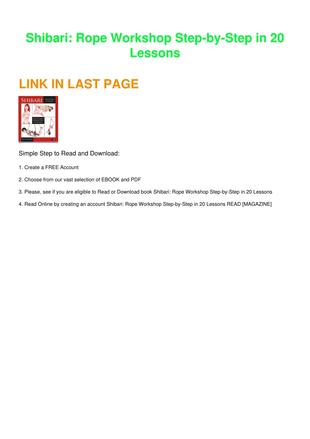 PPT - PDF Shibari: Rope Workshop Step-by-Step in 20 Lessons free PowerPoint Presentation - ID ...