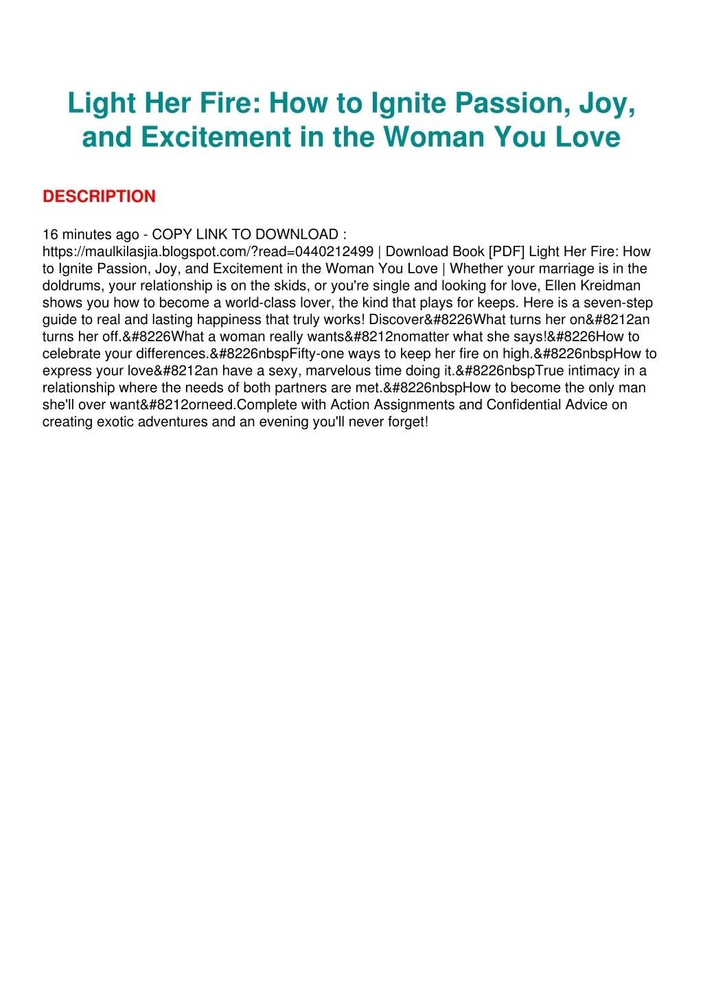 PPT - EPUB DOWNLOAD Light Her Fire: How to Ignite Passion, Joy, and Excitement in the PowerPoint ...