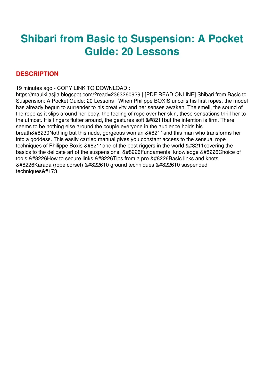 PPT - PDF KINDLE DOWNLOAD Shibari from Basic to Suspension: A Pocket ...