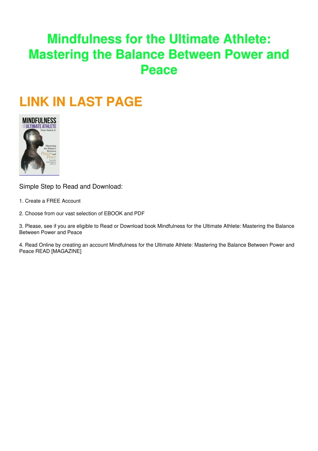PPT - [PDF] DOWNLOAD FREE Mindfulness for the Ultimate Athlete ...