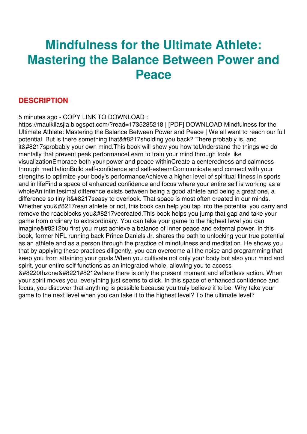 PPT - [PDF] DOWNLOAD FREE Mindfulness for the Ultimate Athlete ...