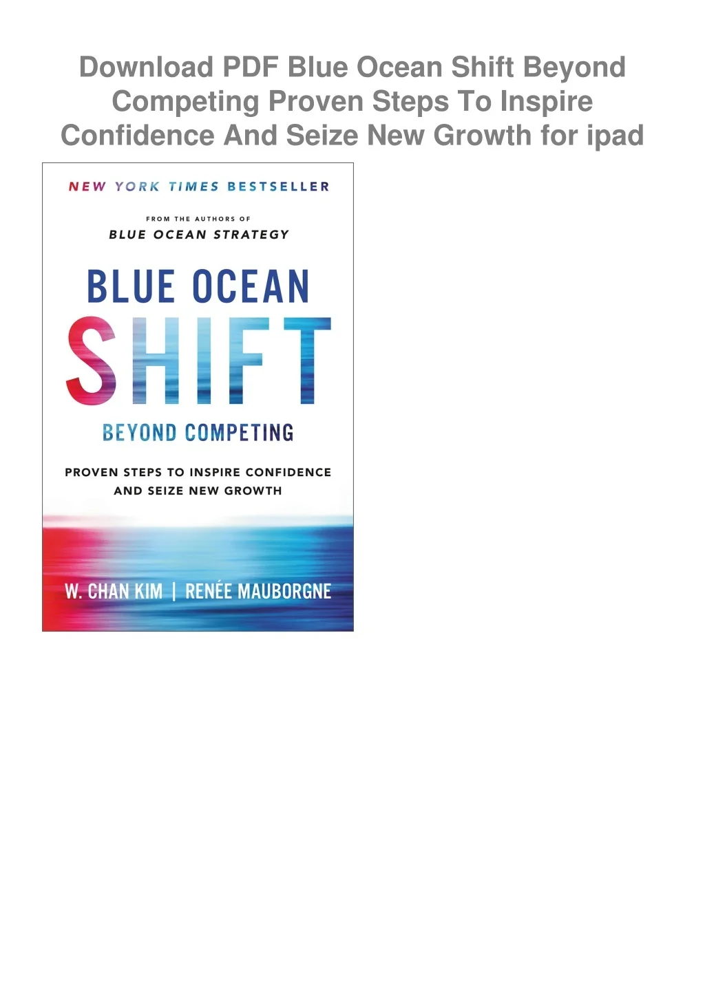 PPT - Download PDF Blue Ocean Shift Beyond Competing Proven Steps To ...