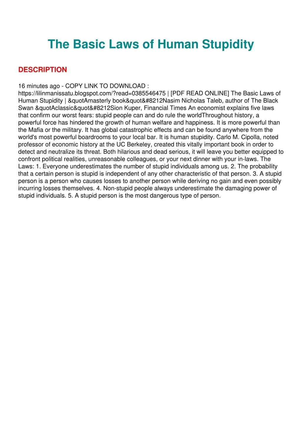 PPT - DOWNLOAD [PDF] The Basic Laws of Human Stupidity ipad PowerPoint ...