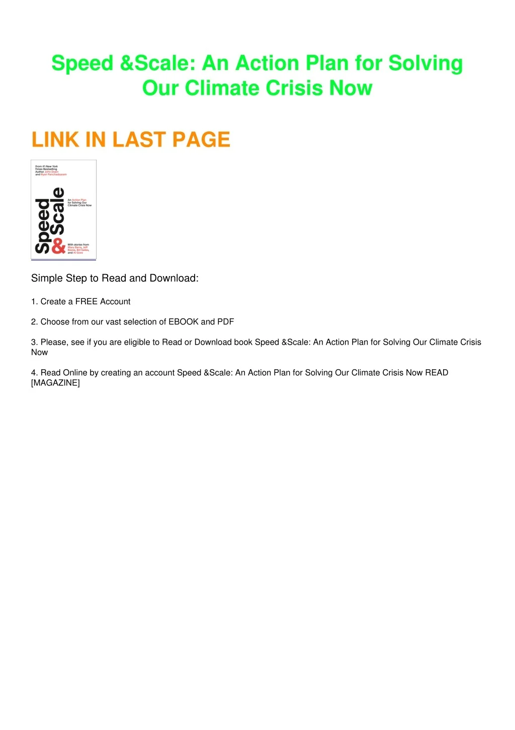 PPT - PDF Speed & Scale: An Action Plan for Solving Our Climate Crisis ...