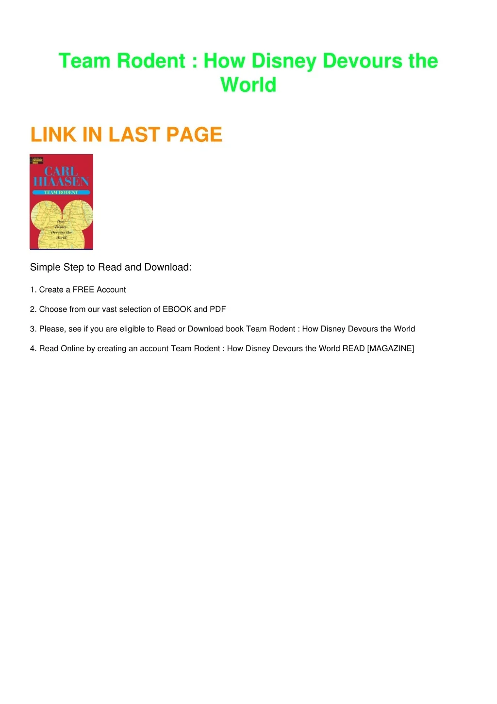 PPT - [PDF] READ] Free Team Rodent : How Disney Devours the World full ...