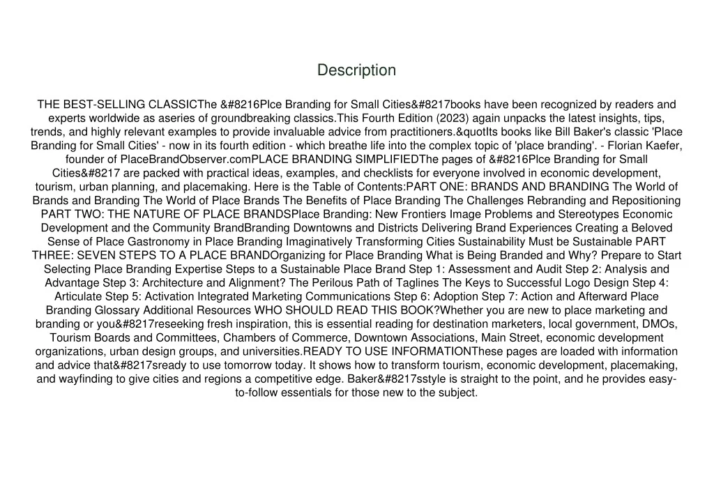 PPT - GET (️PDF️) DOWNLOAD Place Branding for Small Cities, Regions ...