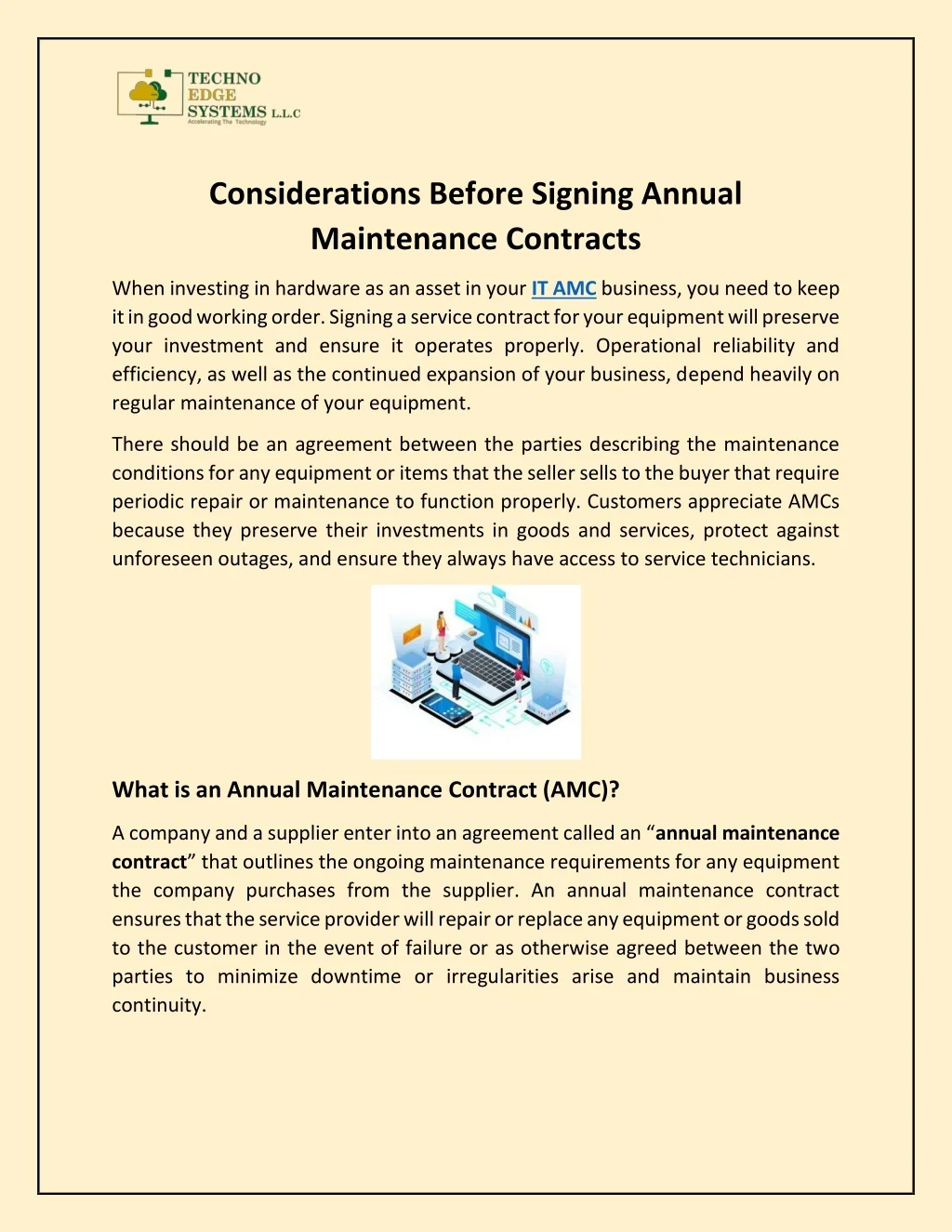 PPT - Considerations Before Signing Annual Maintenance Contracts ...