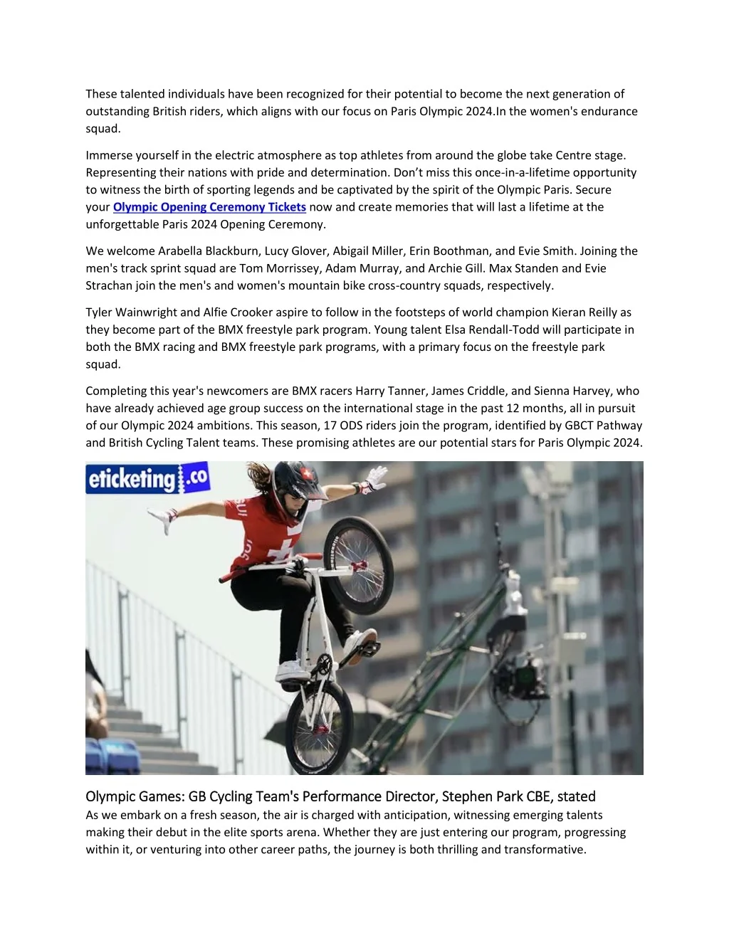 PPT - Paris Olympic 2024 Great Britain Cycling BMX Freestyle Team Reveals World Class Programme ...
