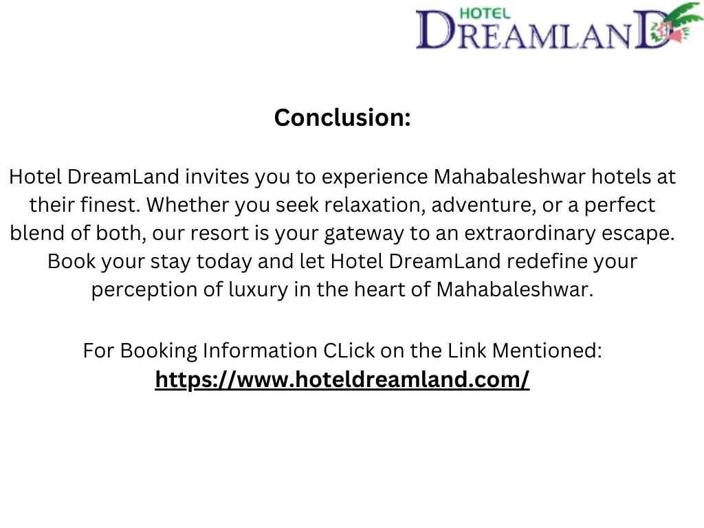 PPT - Mahabaleshwar Hotels - Hotel Dreamland PowerPoint Presentation ...