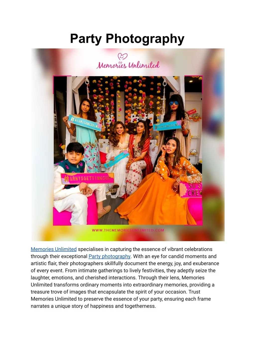 PPT - Party Photography _ Memories Unlimited PowerPoint Presentation ...