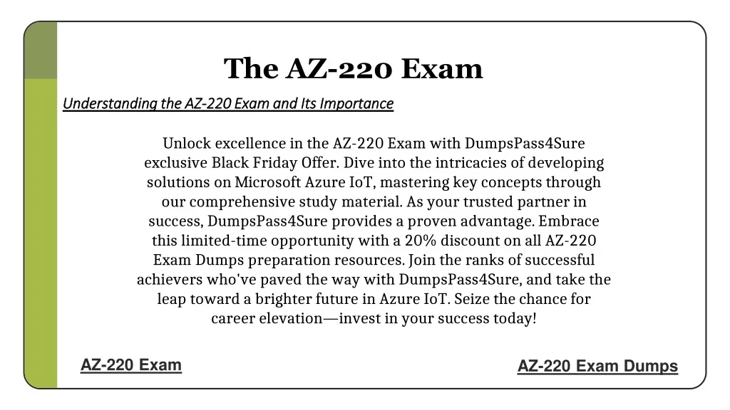 PPT - Ace AZ-220 Exam: 20% Off in DumpsPass4Sure Black Friday Special! PowerPoint Presentation ...