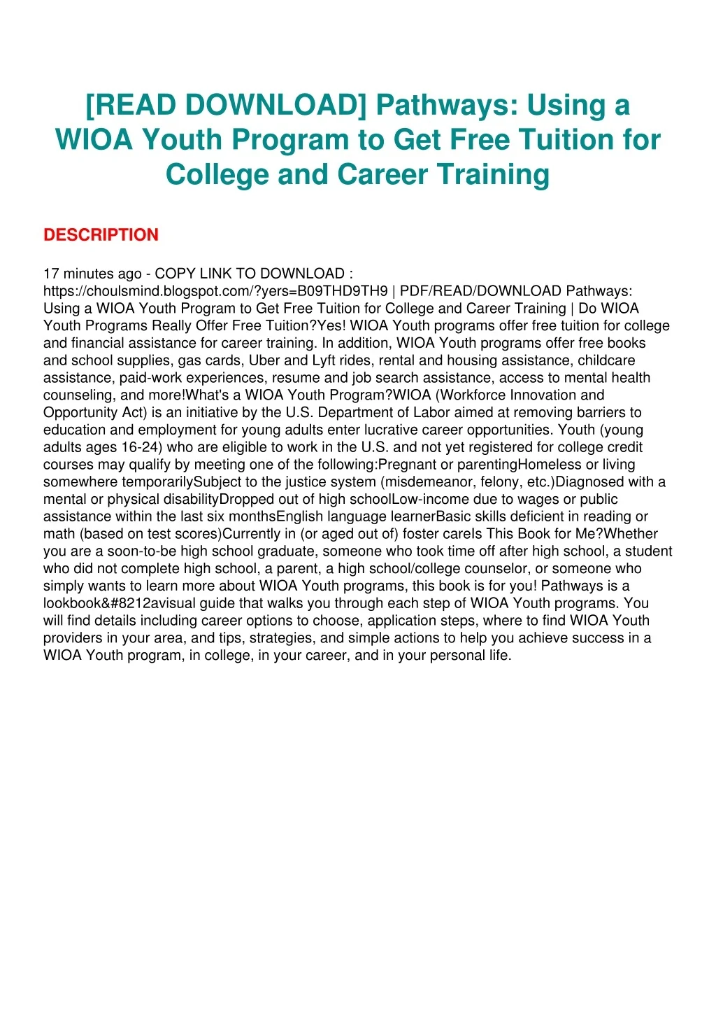 PPT - [ Read ⭐DOWNLOAD⭐] Pathways: Using a WIOA Youth Program to Get ...