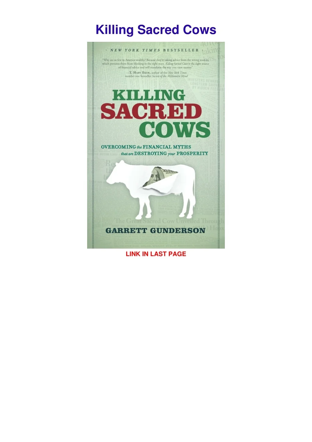 PPT - download⚡️[EBOOK] ️ Killing Sacred Cows PowerPoint Presentation ...