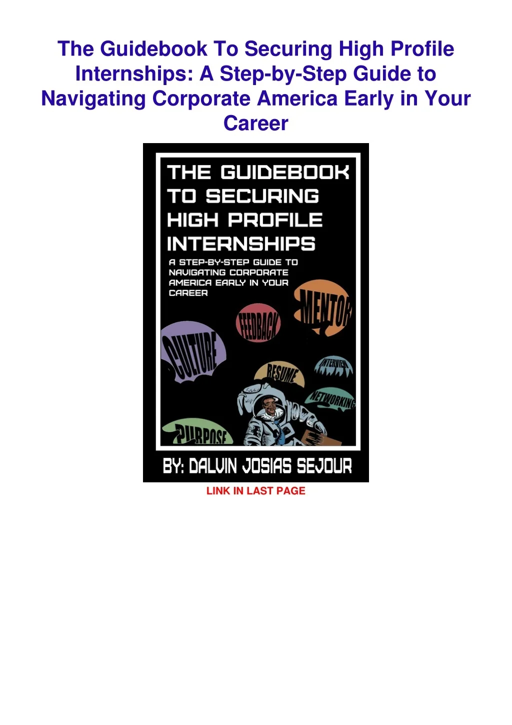 PPT - PDF ️Download ️ The Guidebook To Securing High Profile Internships: A Step-by-Step Guide ...