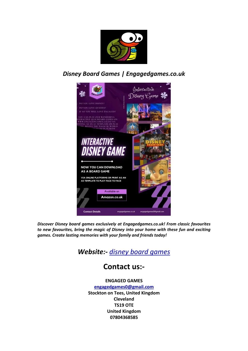 PPT - Disney Board Games Engagedgames.co.uk PowerPoint Presentation ...