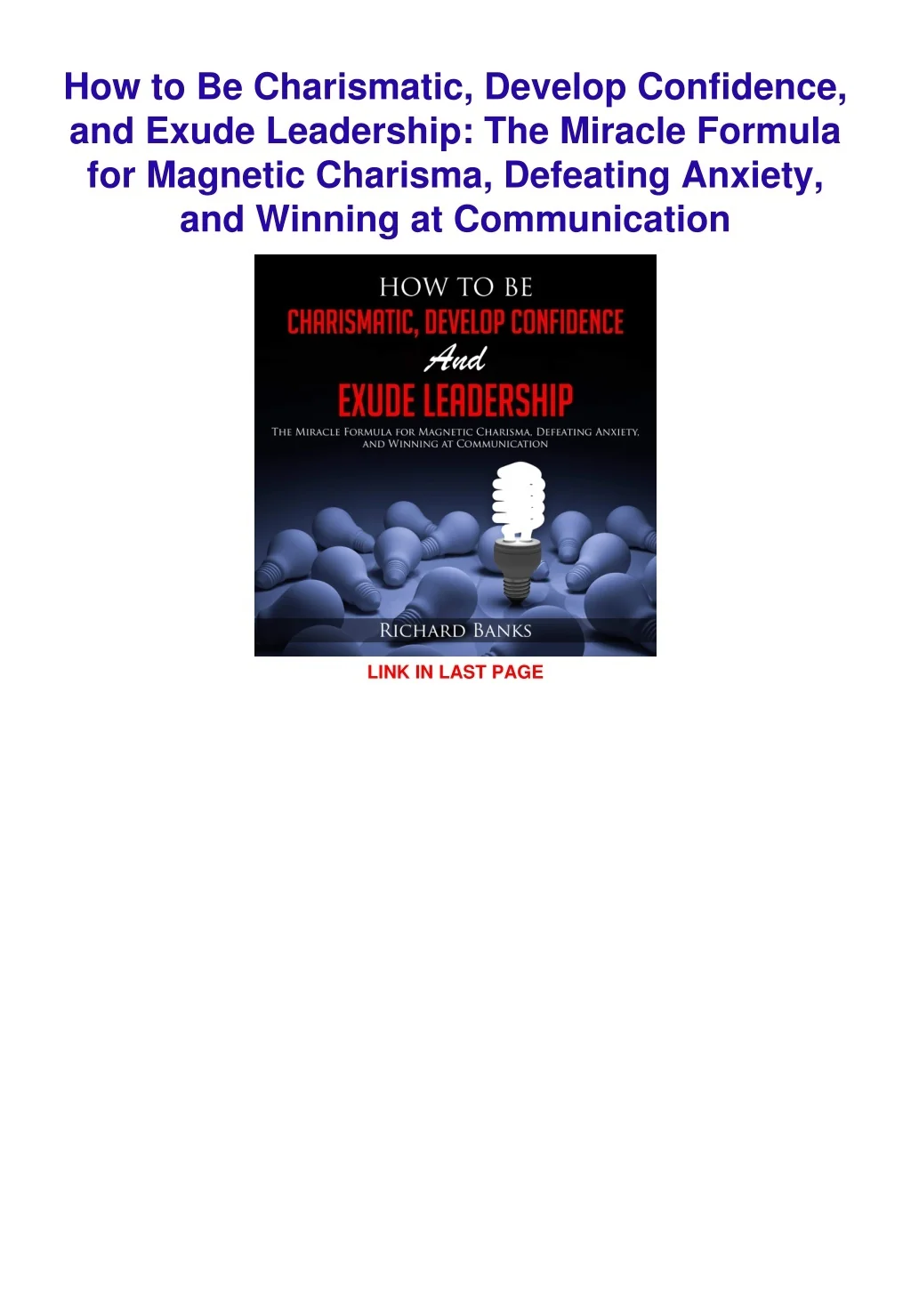 PPT - [PDF] ️DOWNLOAD⚡️ How to Be Charismatic, Develop Confidence, and ...