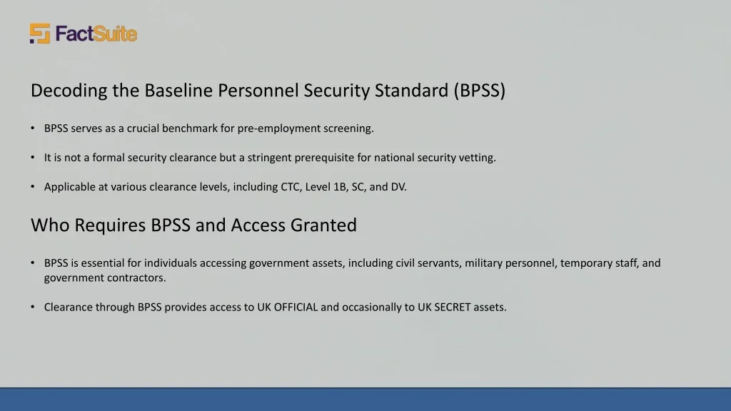 PPT Baseline Personnel Security Standard BPSS Your Fortress For