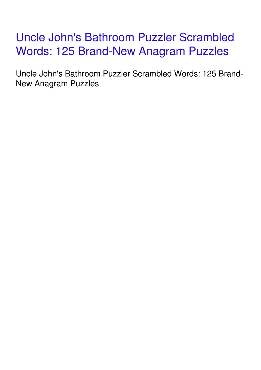 PPT - ⚡PDF/√READ Uncle John's Bathroom Puzzler Scrambled Words: 125 ...