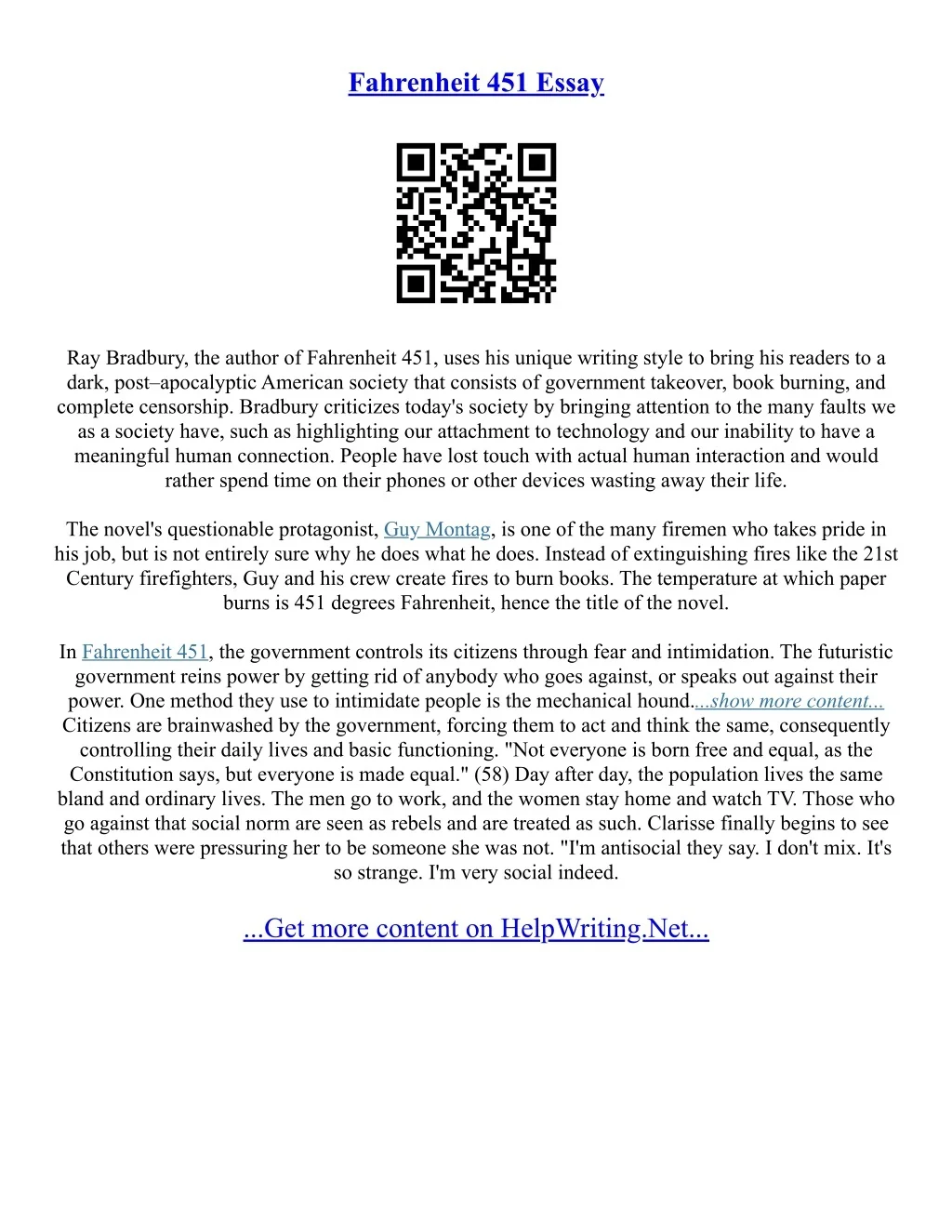 PPT - Fahrenheit 451 Essay Prompts PowerPoint Presentation, free ...
