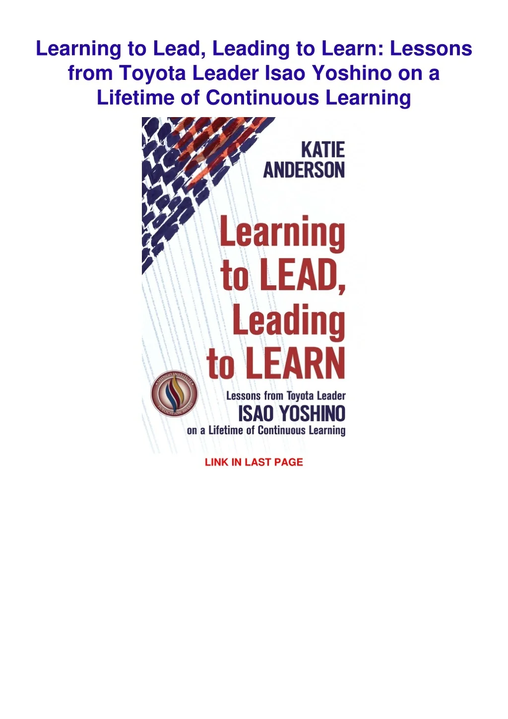 PPT - Ebook ️(download)⚡️ Learning to Lead, Leading to Learn: Lessons ...