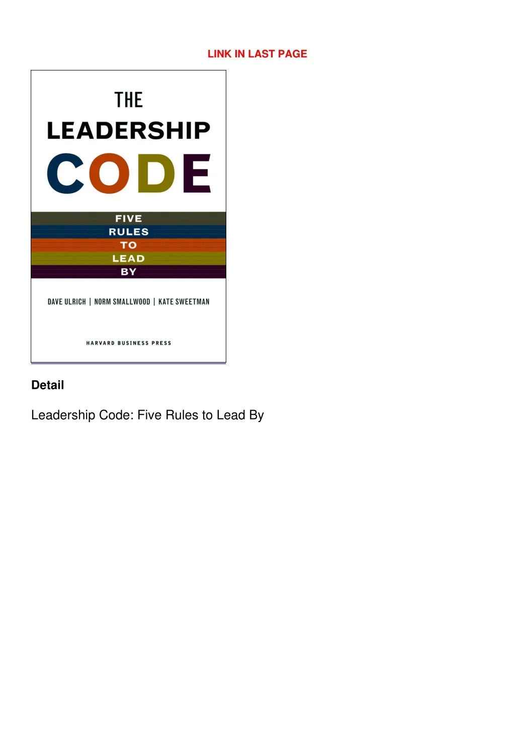 PPT - Download⚡️(PDF) ️ Leadership Code: Five Rules to Lead By ...