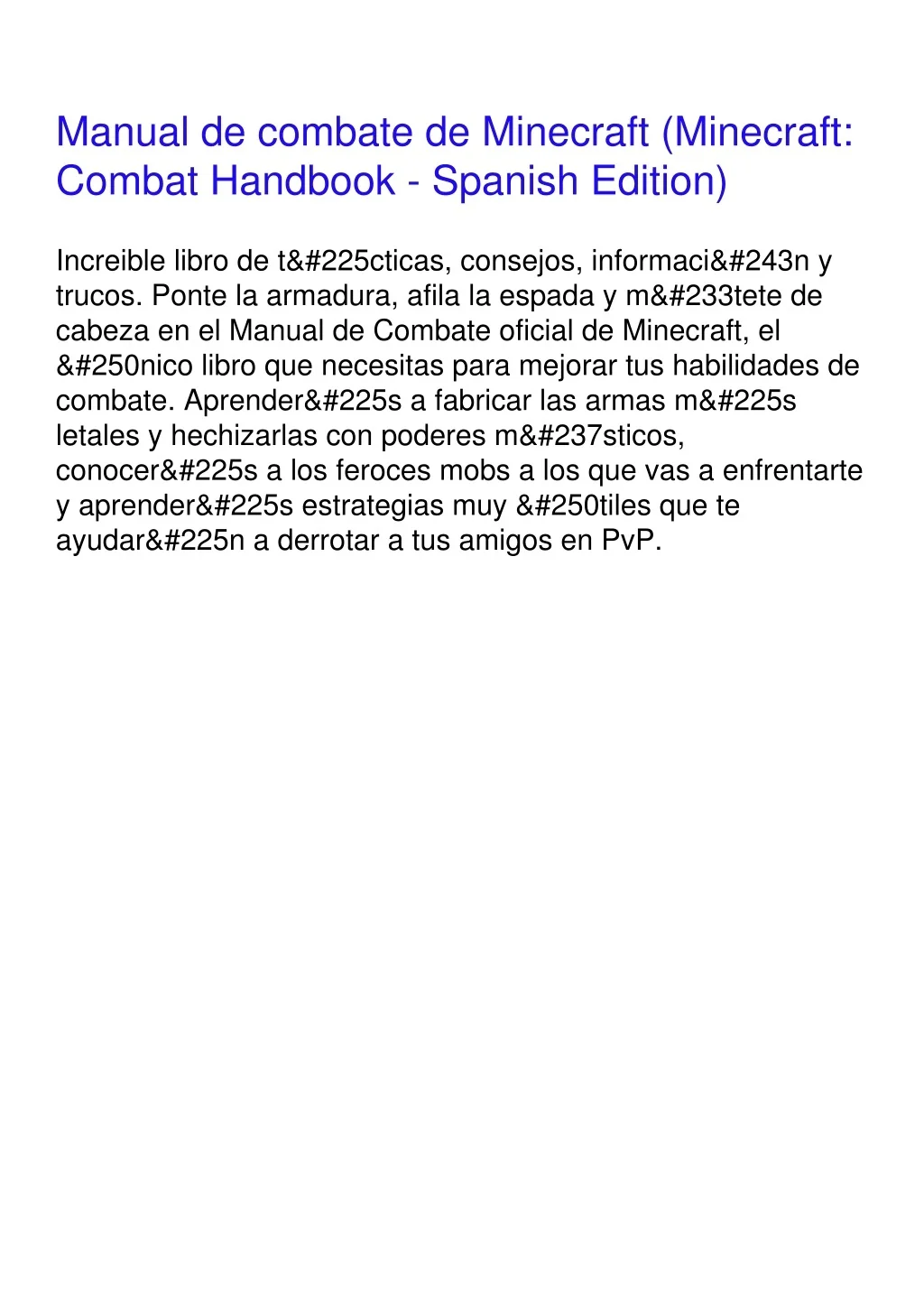 PPT - [DOWNLOAD]⚡PDF Manual de combate de Minecraft (Minecraft: Combat Handbook - Spanish ...
