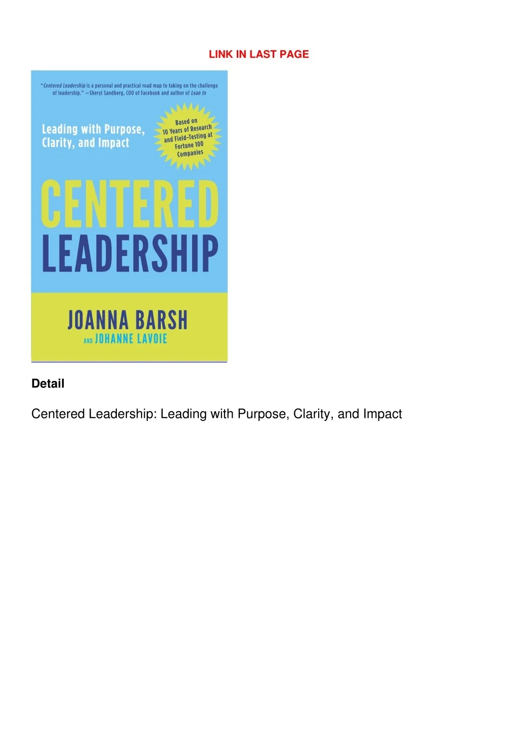 PPT - book ️[READ] ️ Centered Leadership: Leading with Purpose, Clarity ...