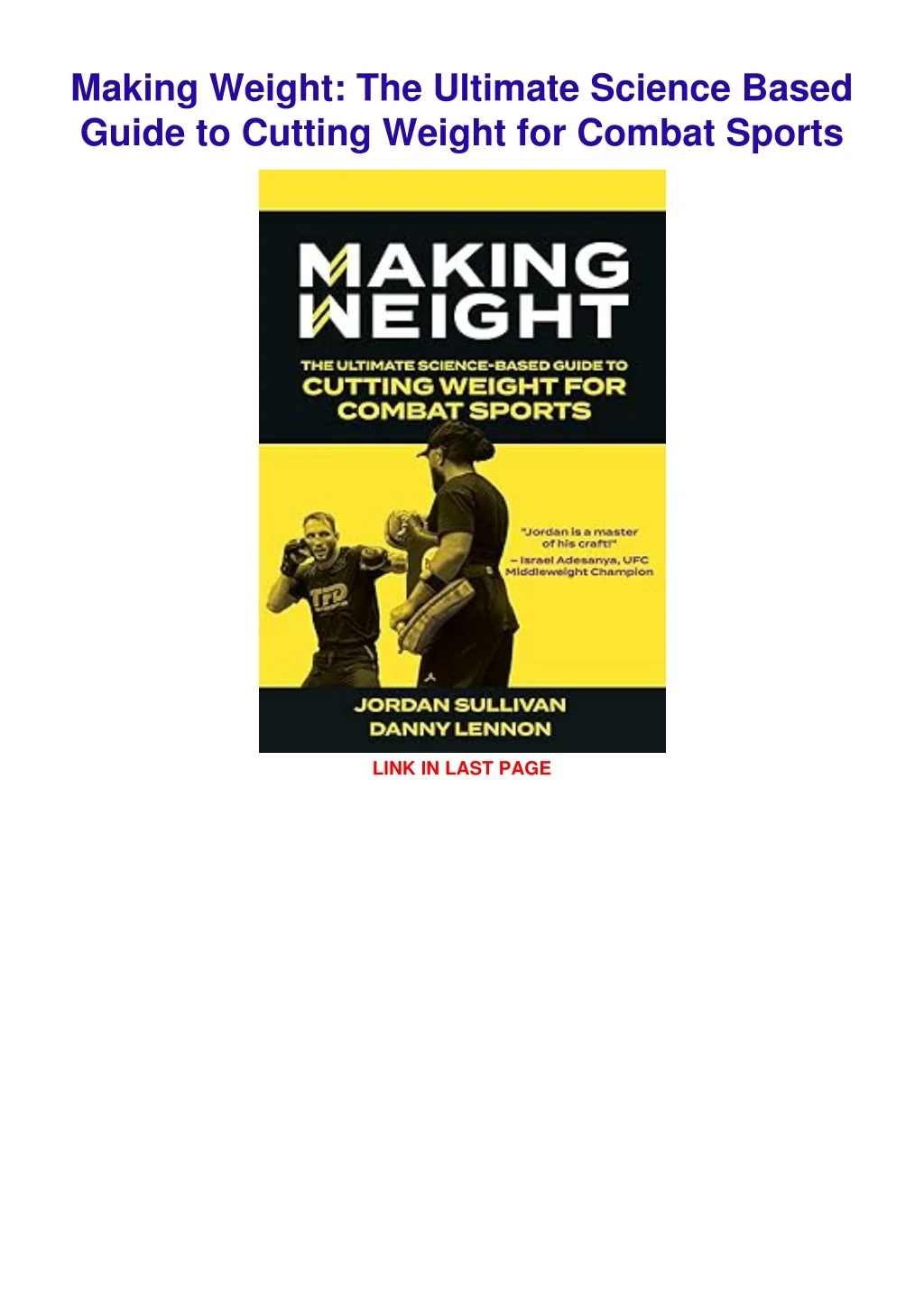 PPT - [DOWNLOAD]⚡️PDF ️ Making Weight: The Ultimate Science Based Guide to Cutting Weight for ...