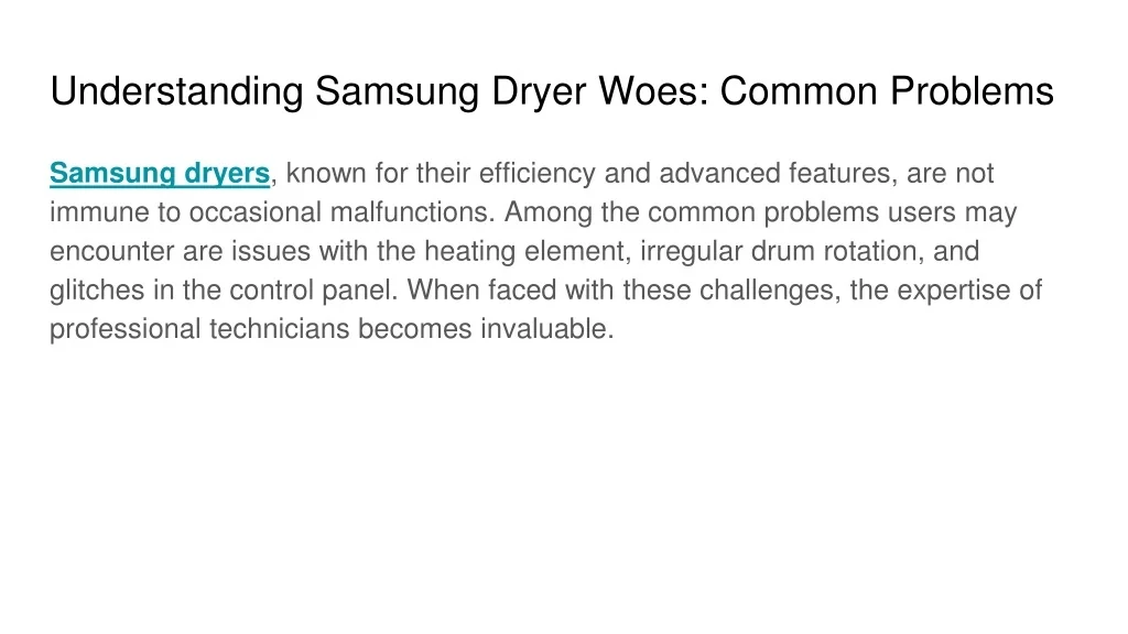 PPT - Expert Help for Your Samsung Dryer: Easy Repair Guide PowerPoint Presentation - ID:12734389