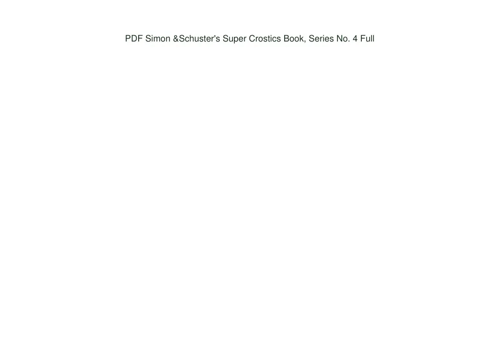 PPT - PDF Simon & Schuster's Super Crostics Book, Series No. 4 Full ...