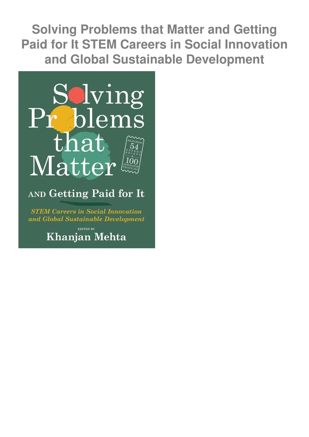 PPT - read ️ebook ( ️pdf ️) Solving Problems that Matter and Getting ...