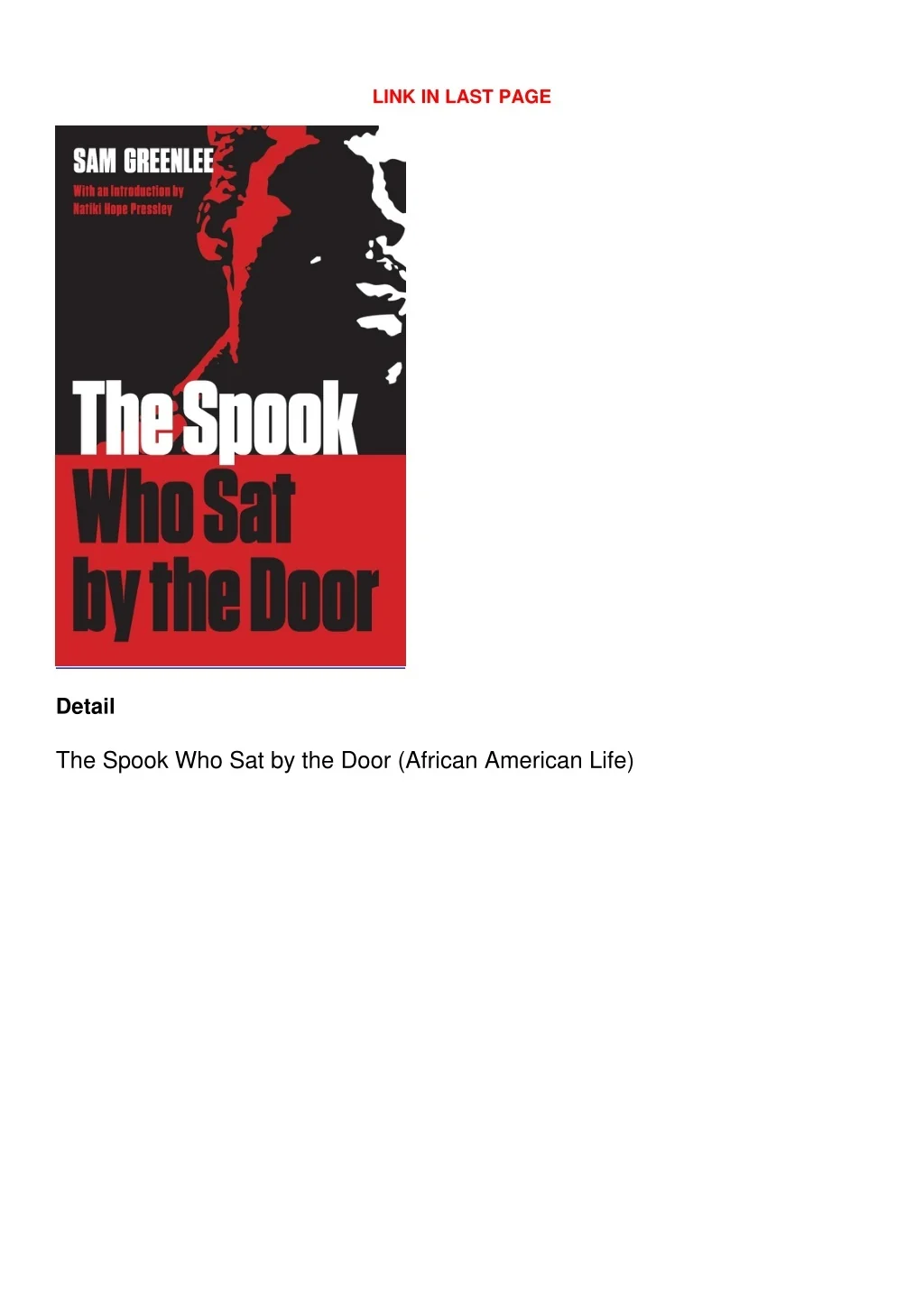 PPT - Ebook ️(download)⚡️ The Spook Who Sat by the Door (African ...