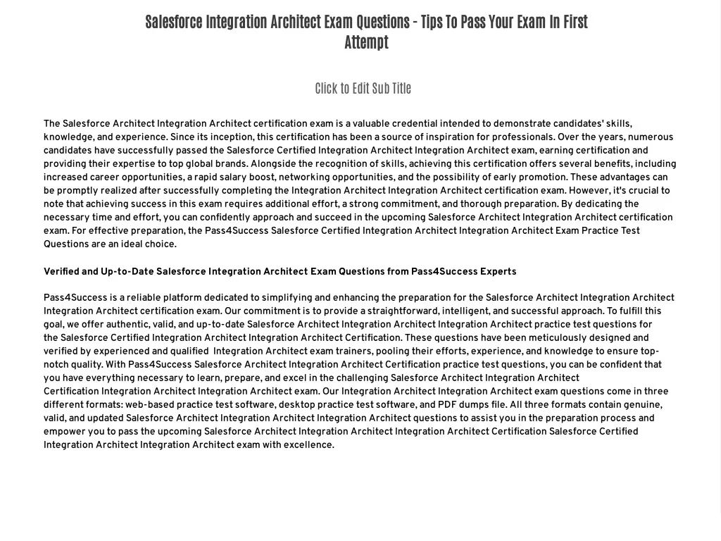 Ppt Salesforce Architect Integration Architect Certification Exam Powerpoint Presentation Id