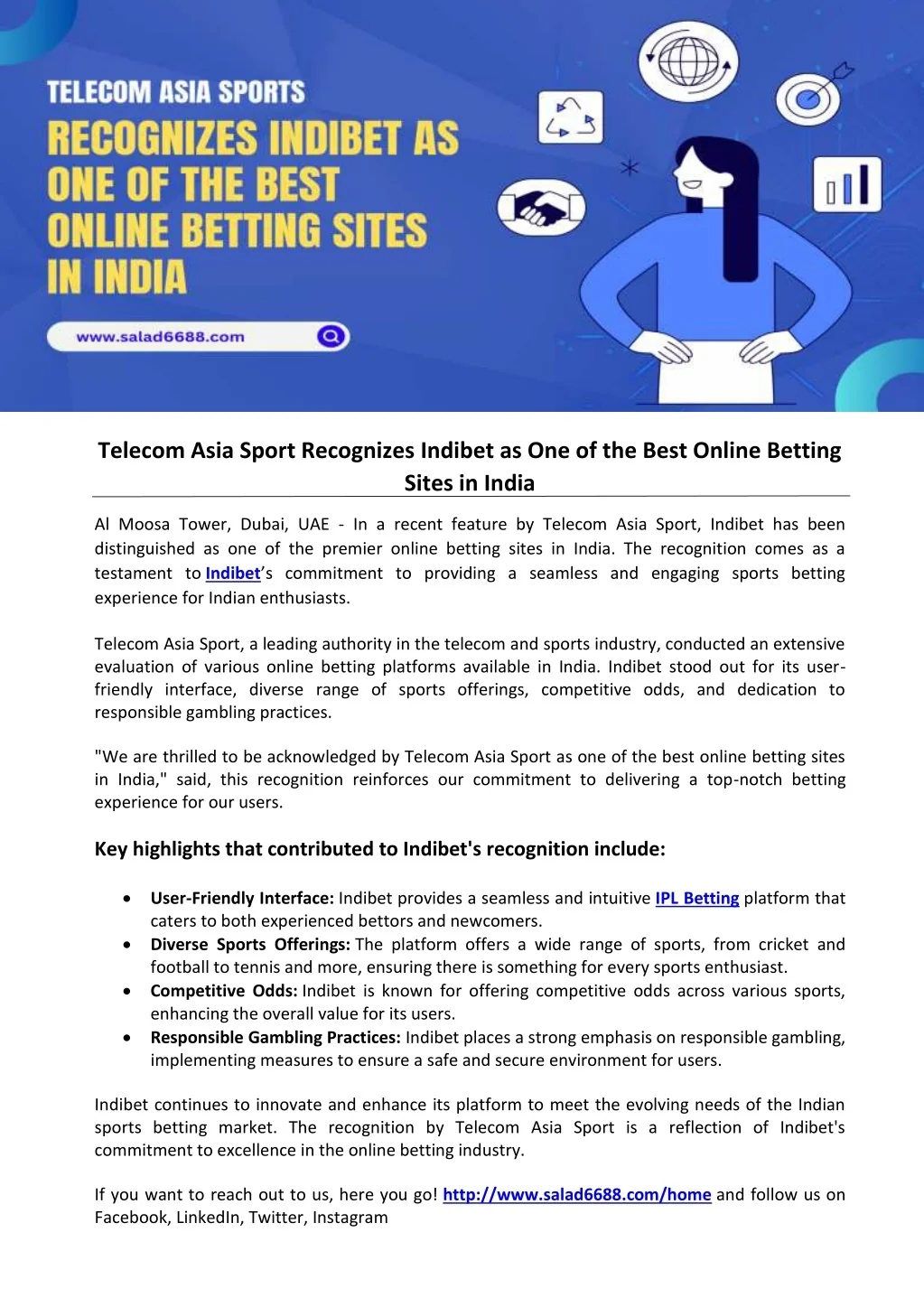 PPT - Telecom Asia Sport Recognizes Indibet as One of the Best Online ...