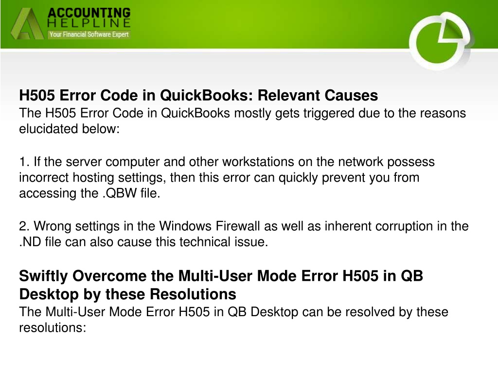 PPT - Effective Remedy to Fix QuickBooks Error H505 PowerPoint ... PPT - Effective Remedy to Fix QuickBooks Error H505 PowerPoint ...