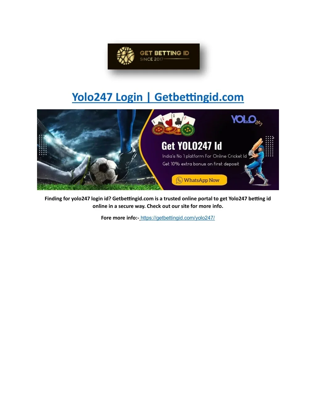 PPT - Yolo247 Login | Getbettingid.com PowerPoint Presentation, free ...