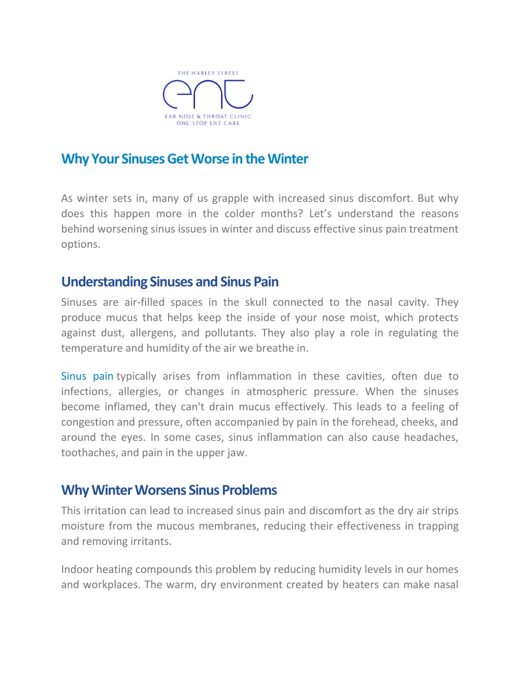 PPT - Why Your Sinuses Get Worse in the Winter - Harley Street ENT ... PPT - Why Your Sinuses Get Worse in the Winter - Harley Street ENT ...