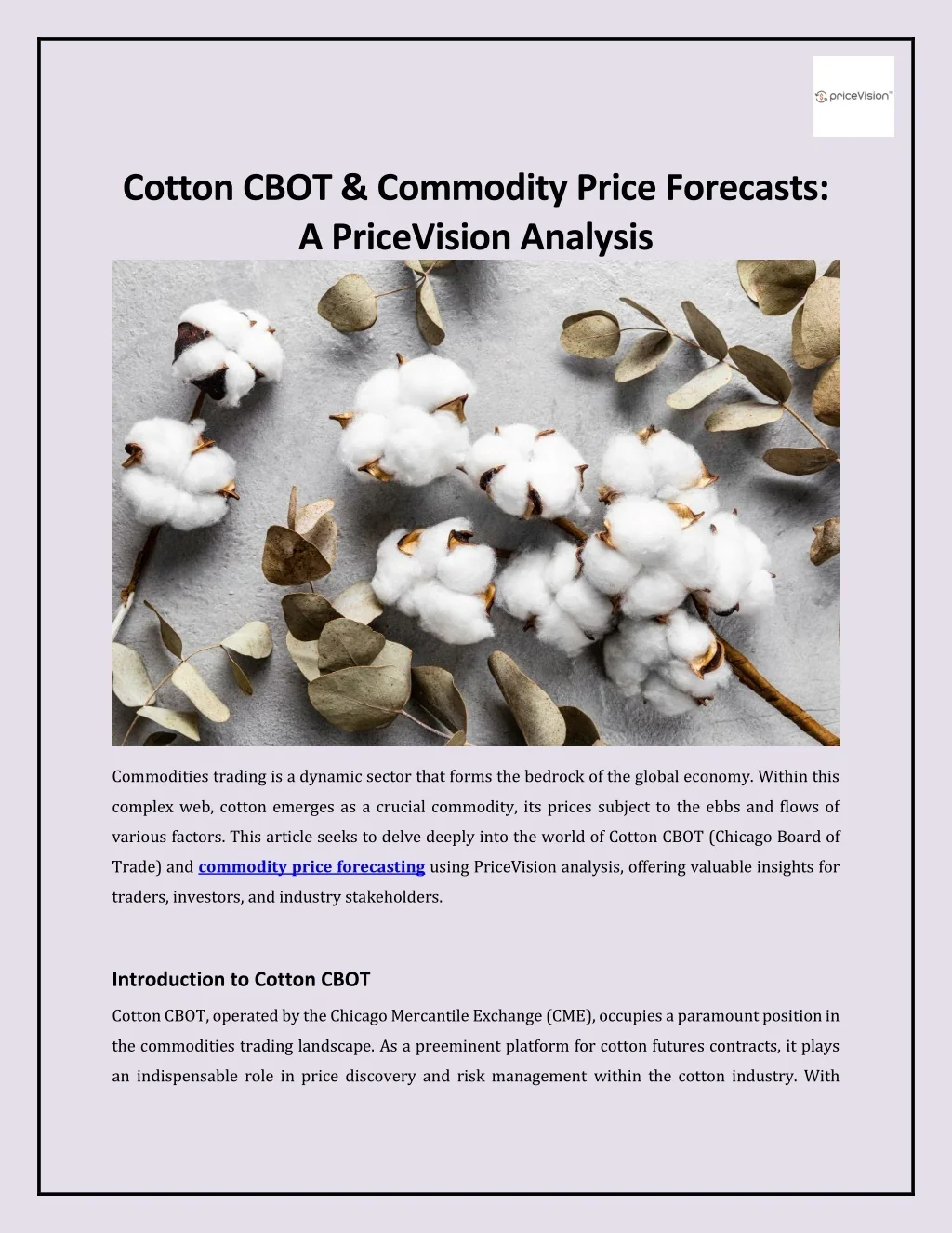 PPT - Cotton CBOT & Commodity Price Forecasts_A PriceVision Analysis PowerPoint Presentation ...