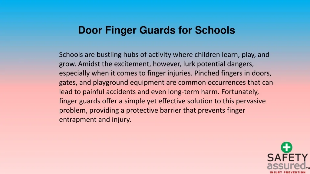 PPT - Finger Guards for Schools Safeguarding Children from Painful ...