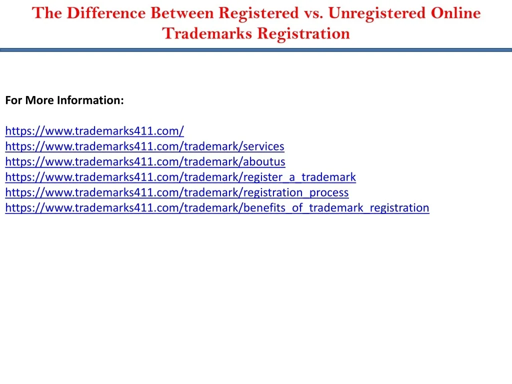 PPT - The Difference Between Registered vs. Unregistered Online Trademarks Registratio ...