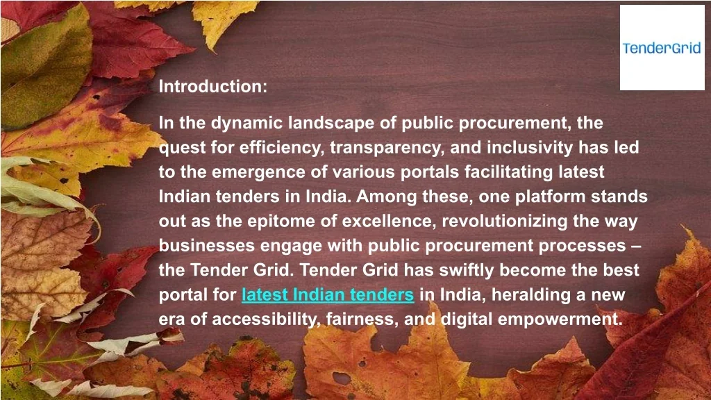 PPT - Latest Indian Tenders Portal in India PowerPoint Presentation ...