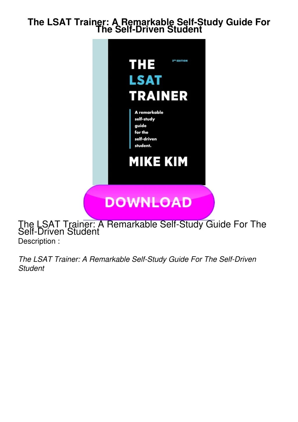 PPT - KINDLE The LSAT Trainer: A Remarkable Self-Study Guide For The ...