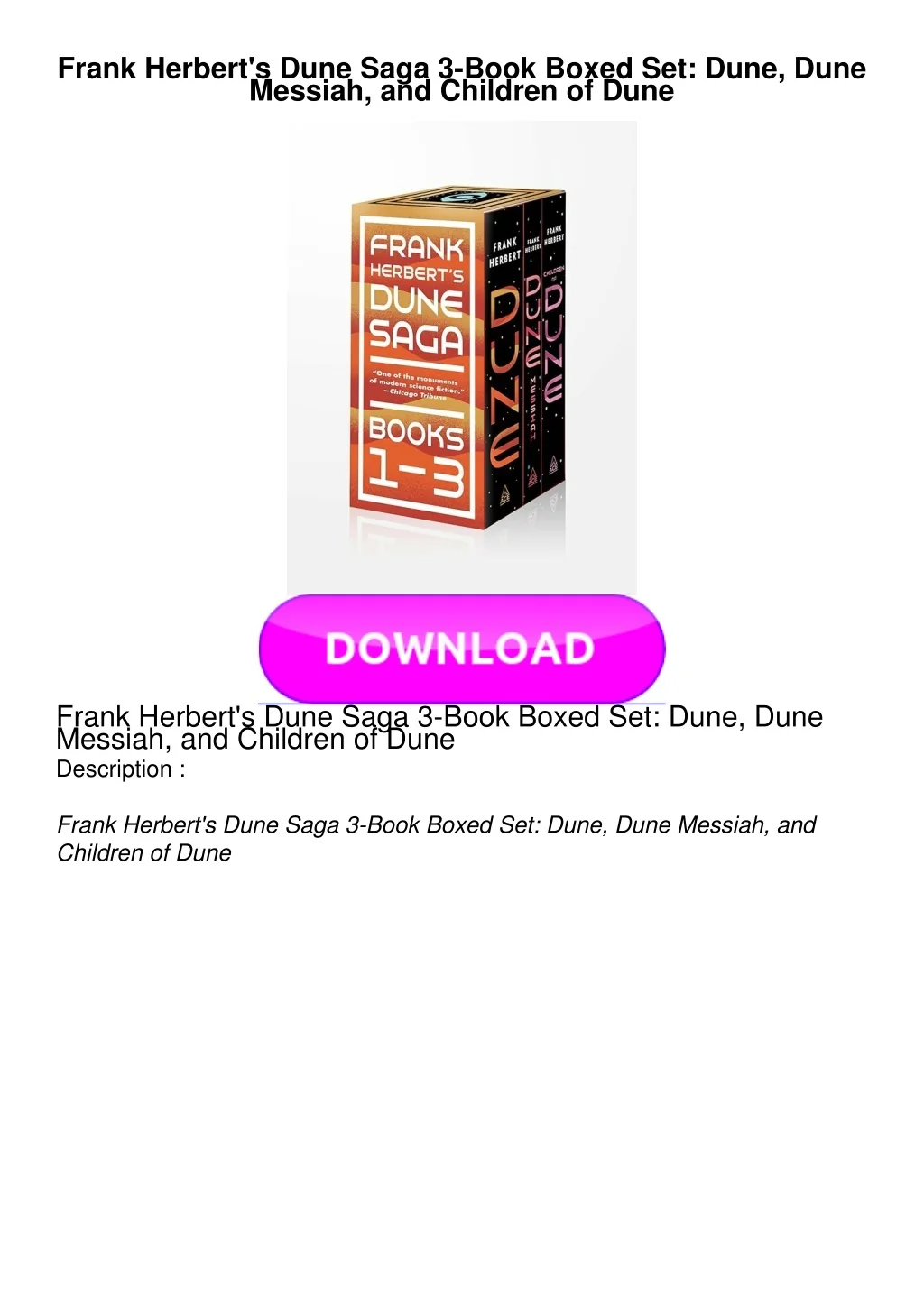 PPT - EPUB Frank Herbert's Dune Saga 3-Book Boxed Set: Dune, Dune ...