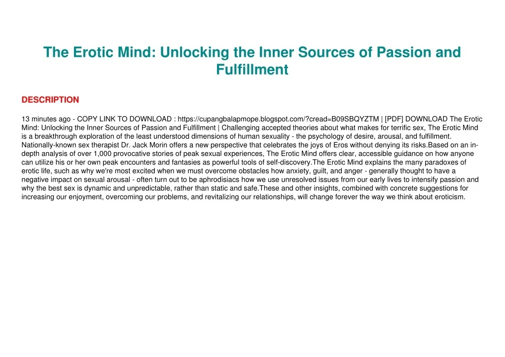 PPT - READ [PDF] The Erotic Mind: Unlocking the Inner Sources of Passion and Fulfillment kindle ...