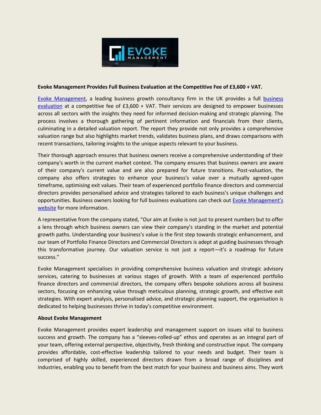 PPT - Evoke Management Provides Full Business Evaluation at the ...