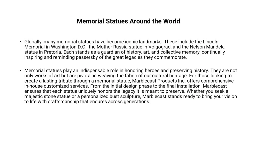 PPT - Honoring Heroes Memorial Statues That Commemorate Legacies ...